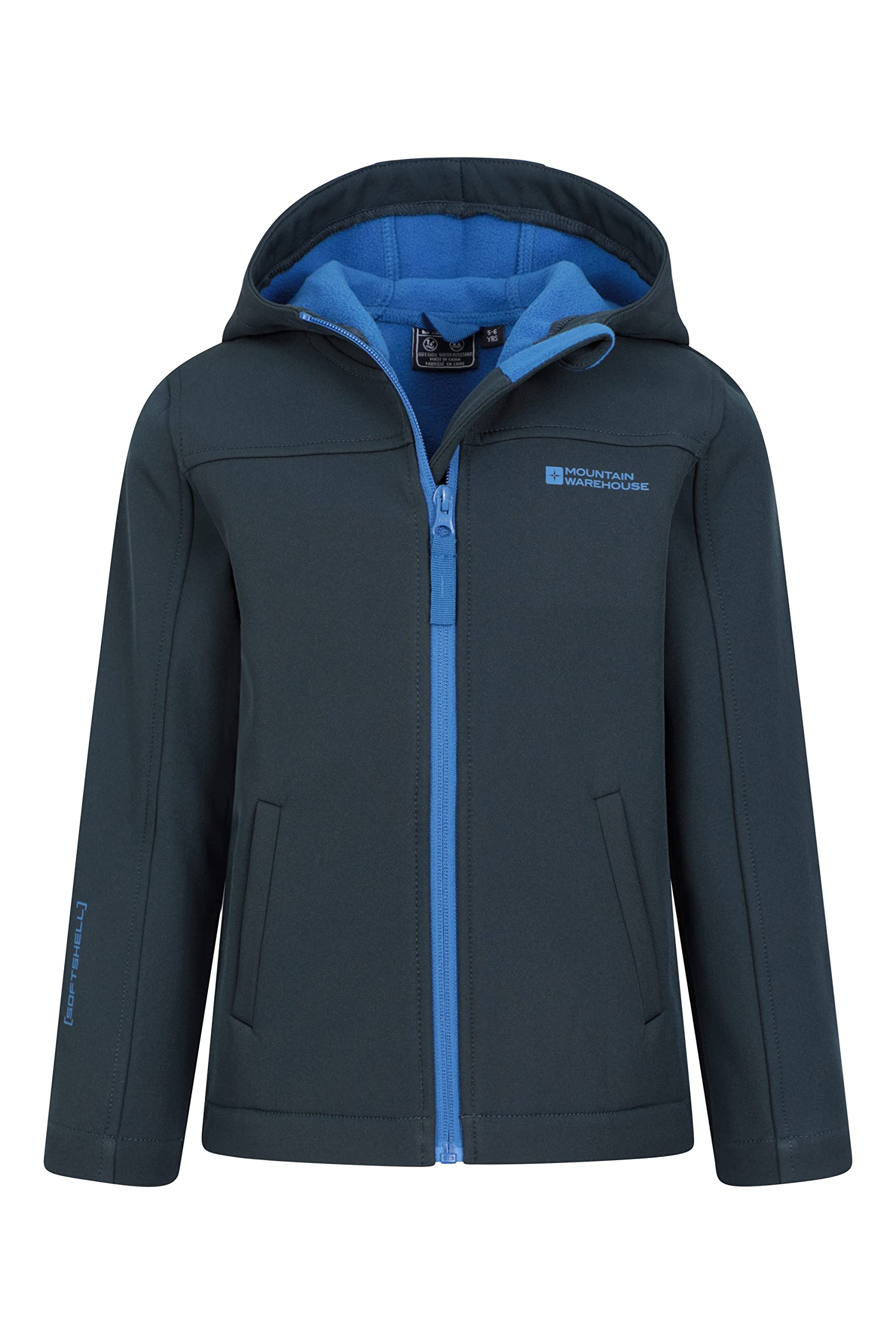 Mountain Warehouse Exodus Kids Softshell Jacket with Hood - Girls Boys Coat Navy 9-10 Years