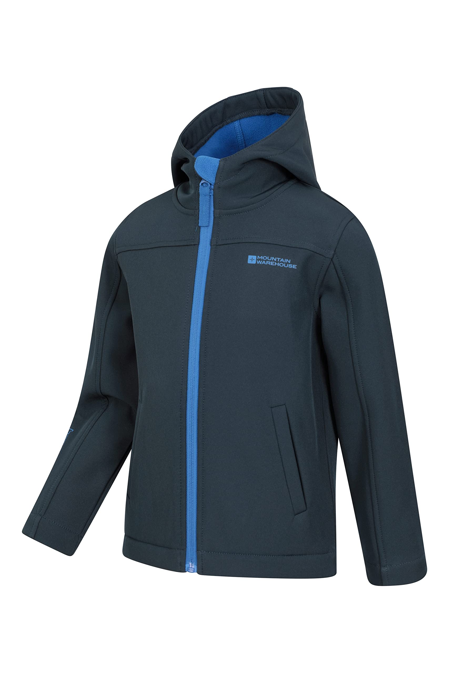 Mountain Warehouse Exodus Kids Softshell Jacket with Hood - Girls Boys Coat Navy 9-10 Years