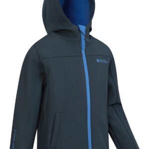 Mountain Warehouse Exodus Kids Softshell Jacket with Hood - Girls Boys Coat Navy 9-10 Years