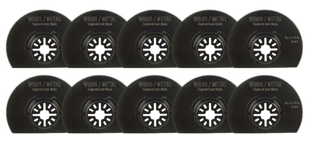 3 1/2" Segmented HSS Oscillating Tool Saw Blade 10 Pack - Universal Arbor for Fein Multimaster, Dremel, Bosch, Craftsman, Rockwell, Makita, Milwaukee and more.