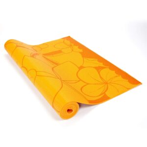 wai lana yoga mat plumeria, color: orange, size: 1/8"h x 24"w x 68"l, lightweight, washable, and latex-free