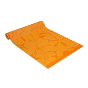 Wai Lana Yoga Mat Plumeria, Color: Orange, Size: 1/8"H x 24"W x 68"L, lightweight, washable, and latex-free