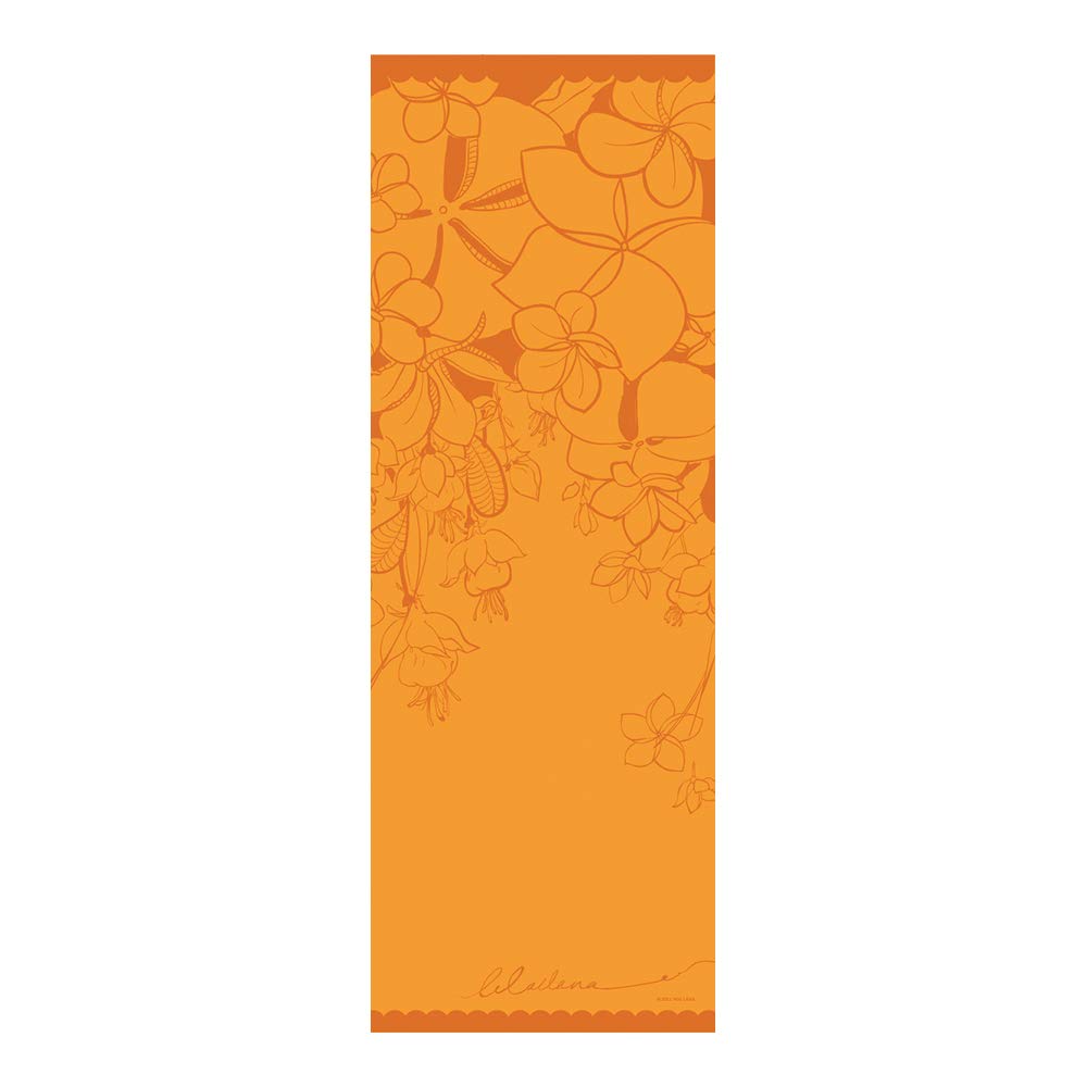 Wai Lana Yoga Mat Plumeria, Color: Orange, Size: 1/8"H x 24"W x 68"L, lightweight, washable, and latex-free