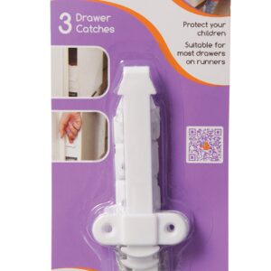 Dreambaby Drawer Catches - Child Safety Cabinet Latches -3 Count - Model L149