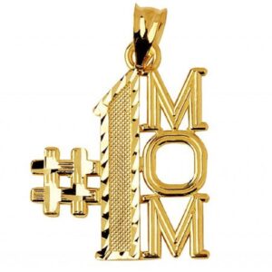 14k Yellow Gold Charm #1 Mom Pendant