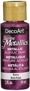 decoart dazzling metallics paint, 2-ounce, berry