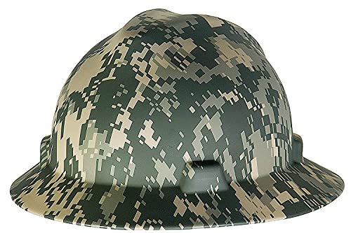 MSA 10104254 Freedom Series V-Gard Full-Brim Hard Hat With Fas-Trac III Ratchet Suspension, Polyethylene Shell, Self Adjusting Crown Straps - Standard Size in American Camouflage