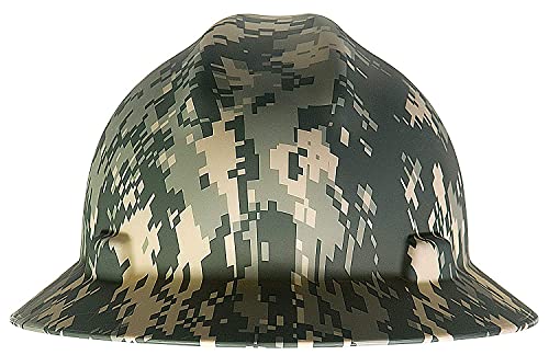 MSA 10104254 Freedom Series V-Gard Full-Brim Hard Hat With Fas-Trac III Ratchet Suspension, Polyethylene Shell, Self Adjusting Crown Straps - Standard Size in American Camouflage