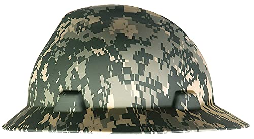 MSA 10104254 Freedom Series V-Gard Full-Brim Hard Hat With Fas-Trac III Ratchet Suspension, Polyethylene Shell, Self Adjusting Crown Straps - Standard Size in American Camouflage