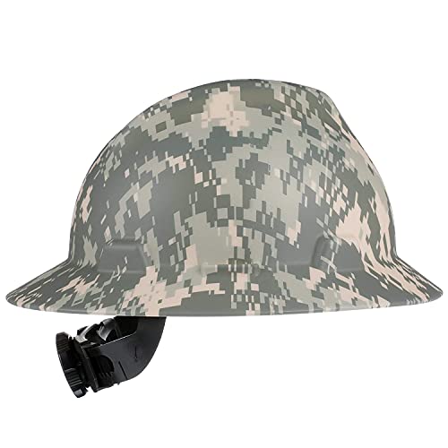 MSA 10104254 Freedom Series V-Gard Full-Brim Hard Hat With Fas-Trac III Ratchet Suspension, Polyethylene Shell, Self Adjusting Crown Straps - Standard Size in American Camouflage