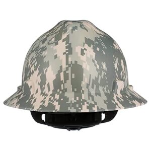 MSA 10104254 Freedom Series V-Gard Full-Brim Hard Hat With Fas-Trac III Ratchet Suspension, Polyethylene Shell, Self Adjusting Crown Straps - Standard Size in American Camouflage