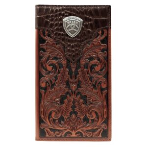 ariat men's oak embossed rodeo wallet