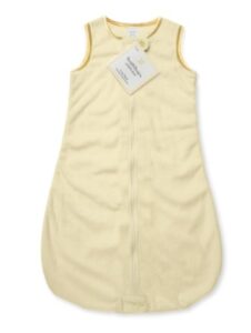 swaddledesigns baby velvet sleeping sack, pastel yellow with yellow trim, 12-18 months, wearable blanket with 2-way zipper