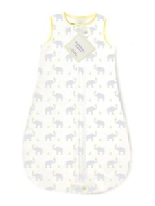 swaddledesigns cotton flannel sleeping sack, sleeveless wearable blanket with 2-way zipper, made in usa, elephant and yellow chickies, 12-18 months