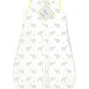 SwaddleDesigns Cotton Flannel Sleeping Sack, Sleeveless Wearable Blanket with 2-Way Zipper, Made in USA, Elephant and Yellow Chickies, 12-18 Months