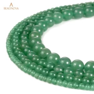 BEADNOVA Green Aventurine Beads Natural Crystal Beads Stone Gemstone Round Loose Energy Healing Beads with Free Crystal Stretch Cord for Jewelry Making (8mm, 45-48pcs)