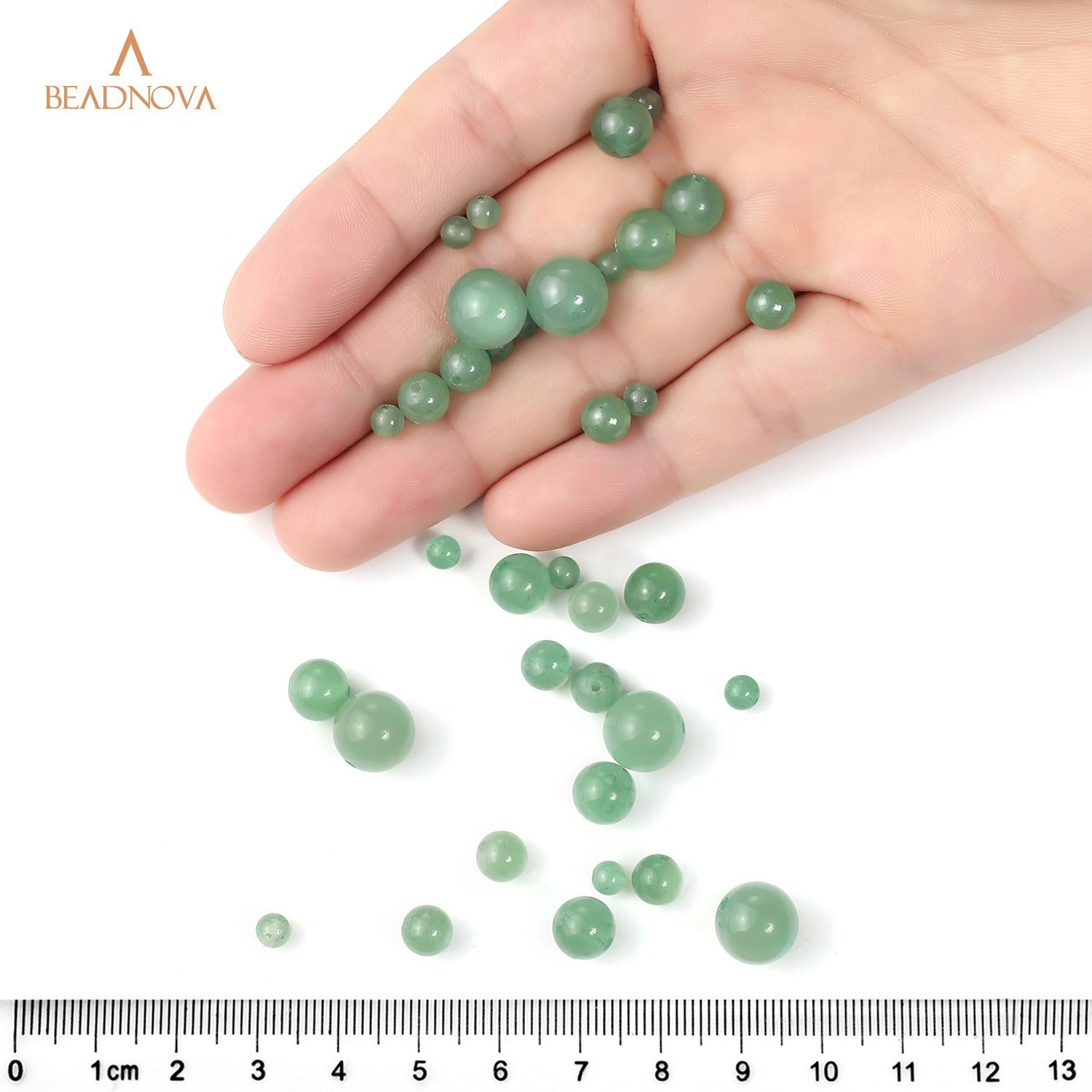 BEADNOVA Green Aventurine Beads Natural Crystal Beads Stone Gemstone Round Loose Energy Healing Beads with Free Crystal Stretch Cord for Jewelry Making (8mm, 45-48pcs)