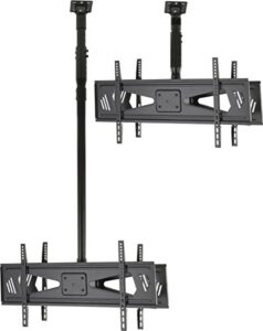 displays 2go dual sided ceiling tv mount for 37" to 70" flat screen monitors, height adjustable, steel (black)