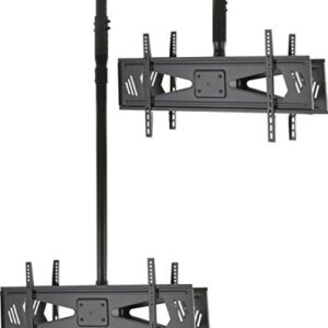 Displays 2go Dual Sided Ceiling TV Mount for 37" to 70" Flat Screen Monitors, Height Adjustable, Steel (Black)