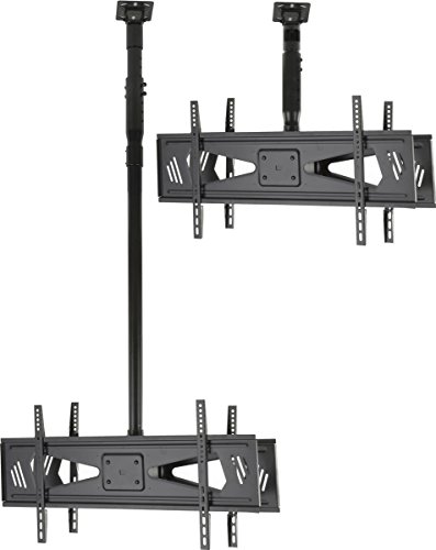 Displays 2go Dual Sided Ceiling TV Mount for 37" to 70" Flat Screen Monitors, Height Adjustable, Steel (Black)