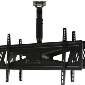 Displays 2go Dual Sided Ceiling TV Mount for 37" to 70" Flat Screen Monitors, Height Adjustable, Steel (Black)