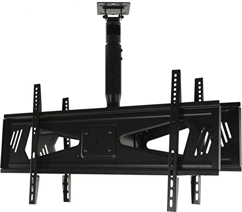 Displays 2go Dual Sided Ceiling TV Mount for 37" to 70" Flat Screen Monitors, Height Adjustable, Steel (Black)