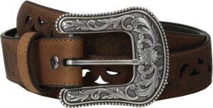 ariat women's scroll cutout basic brown belt, medium