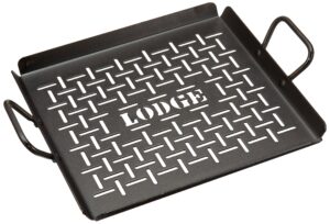 lodge crsgp12 carbon steel grilling pan, pre-seasoned, 12-inch