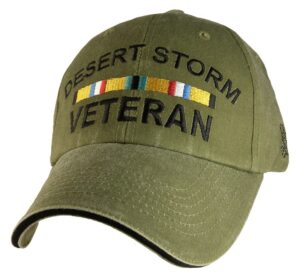 desert storm veteran with ribbon cap, adjustable, green