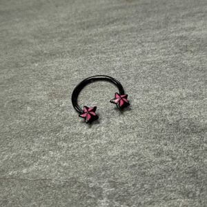 Body Candy 14 Gauge Black Pink Nautical Star Horseshoe Circular Barbell 9/16"