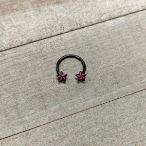 Body Candy 14 Gauge Black Pink Nautical Star Horseshoe Circular Barbell 9/16"