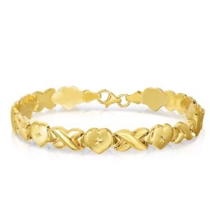 floreo 10k yellow gold stampato xoxo x & heart chain bracelet, 8 inch