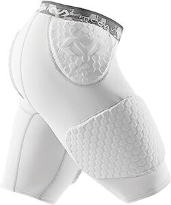 mcdavid compression padded shorts with hex pads. hip, tailbone, thigh padding. girdle tights for men and women. football, lacrosse, hockey, basketball snowboarding