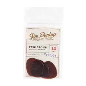 Dunlop Primetone Semi-Round 1.3mm Sculpted Plectra (Grip) - 3 Pack Guitar Picks (514P1.30)