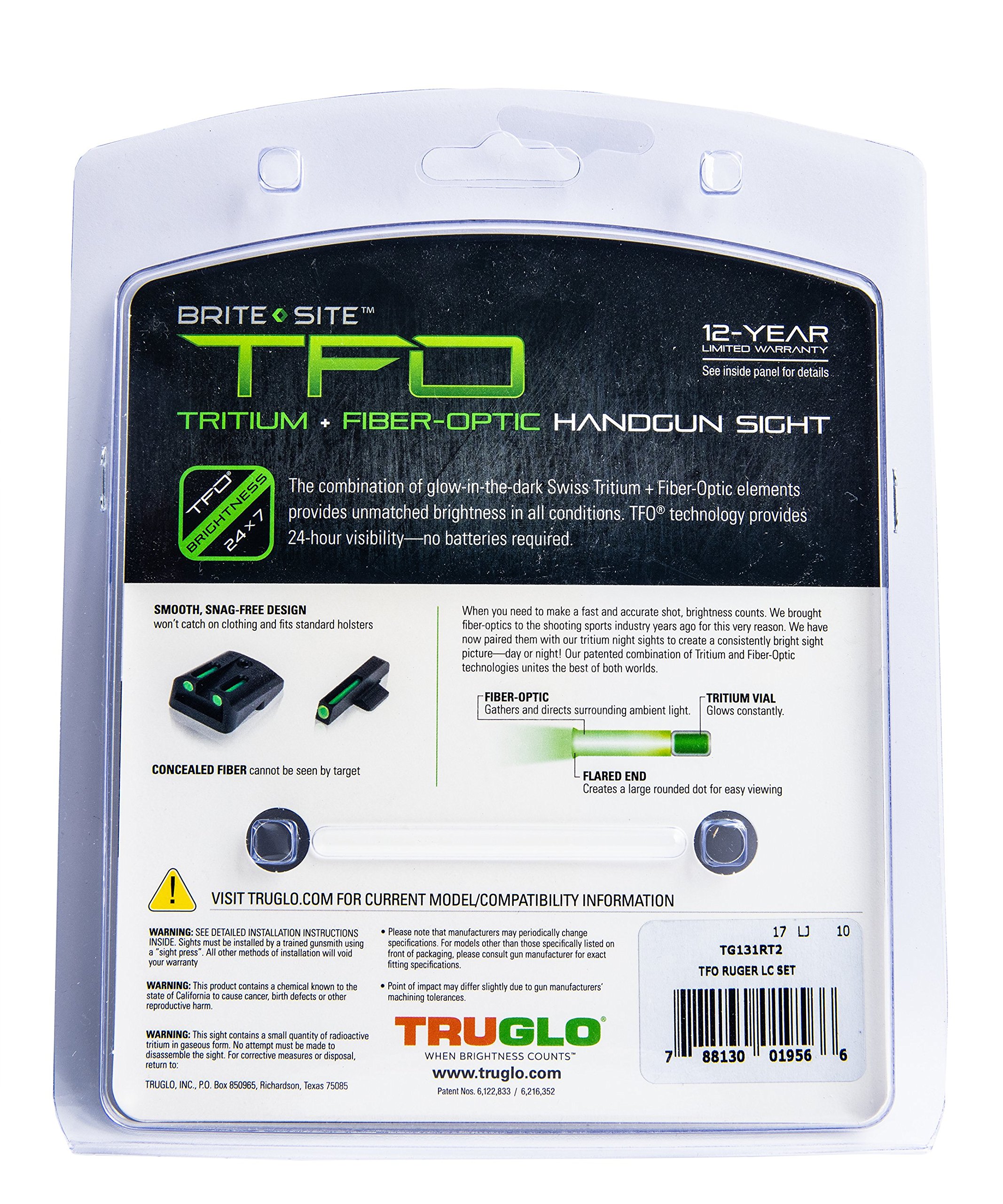 TRUGLO TFO Handgun Sight Set - Ruger LC