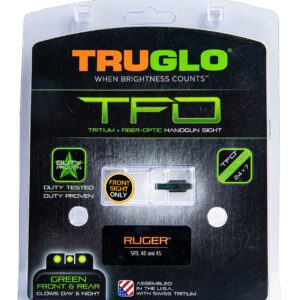 TRUGLO TFO Tritium & Fiber-Optic Handgun Sight | Durable Snag-Resistant Green Front Night Sight, Compatible with Ruger SR9/SR9C, SR40/SR40C, SR45