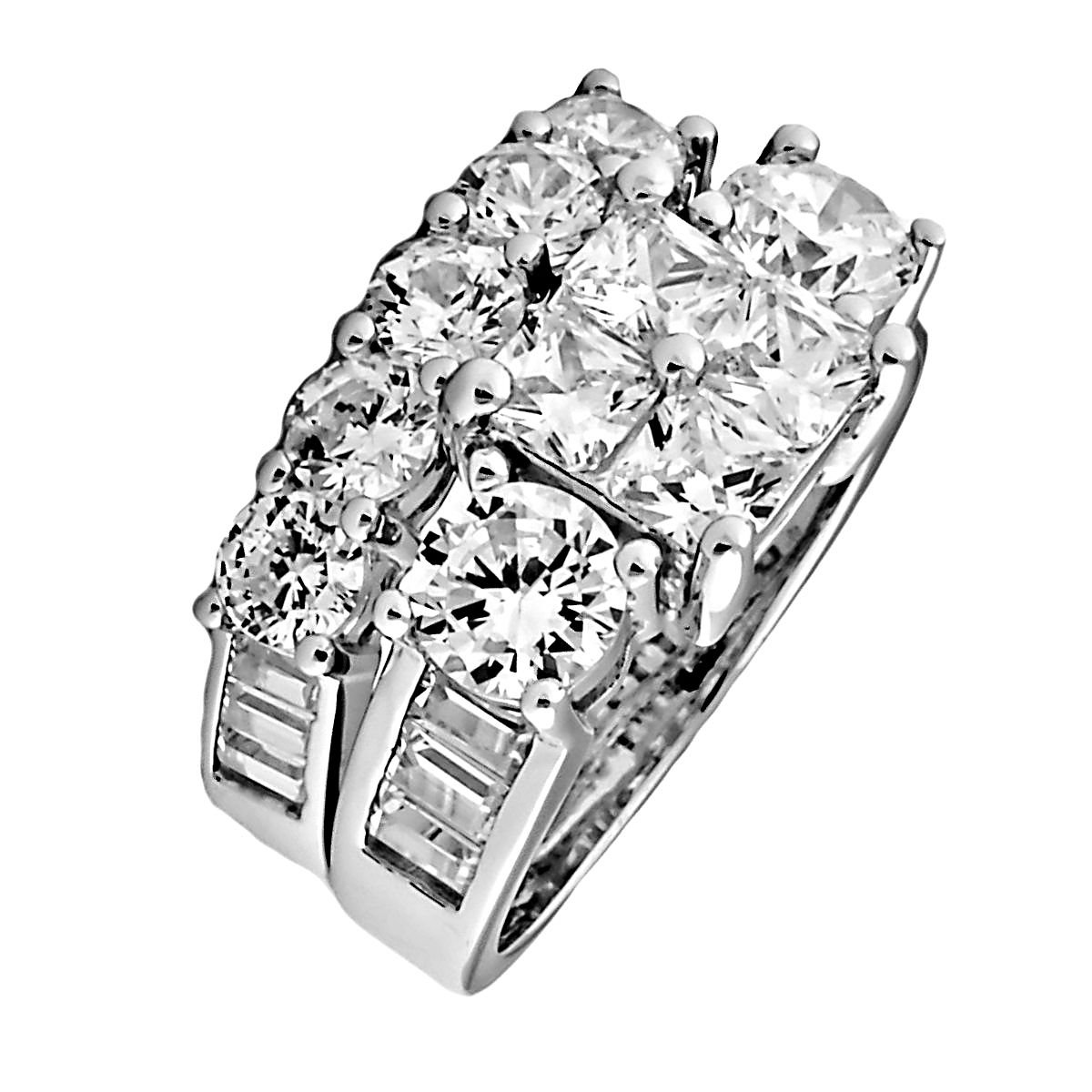 Sterling Silver 8.15ct Russian Ice on Fire CZ 2 pc Bridal Wedding Ring Set, Vanessa sz 10.0