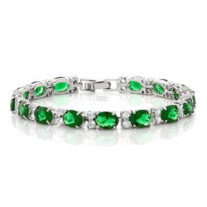 gem stone king 40.00 ct oval and round green color cubic zirconias cz tennis bracelet for women 7 inch