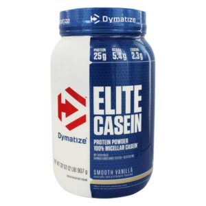 dymatize nutrition - elite casein protein powder 100% micellar casein smooth vanilla - 2 lbs.