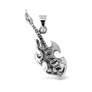 withlovesilver 925 sterling silver rock fire electric guitar charm pendant