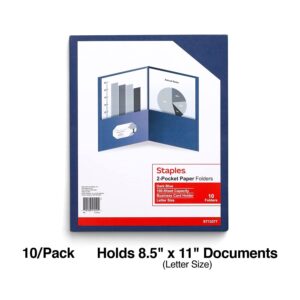 Staples 907701 2-Pocket Folders, Dark Blue, 10/Pack (13377-CC)