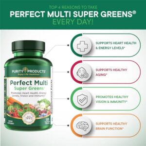 Purity Products Perfect Multi Super Greens Dietary Supplement Health Nutrition, 120 count