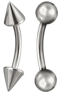 forbidden body jewelry set of 2 styles belly piercing barbells: 14g surgical steel double spike & double ball navel rings