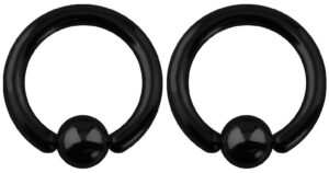 forbidden body jewelry 10g 12mm black surgical steel captive bead body piercing hoops (2pcs)