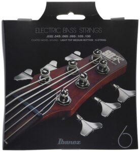 ibanez, 6 nickel bass guitar strings-light top medium bottom, silver, (iebs6c)