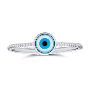 bling jewelry minimalist simple .925 sterling silver midi knuckle 1mm band stackable evil eye ring for teen for girlfriend