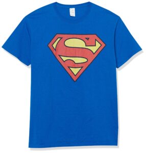 superman classic shield logo adult t-shirt - blue (large)