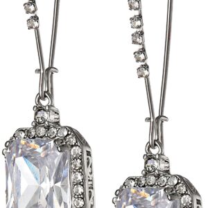 Betsey Johnson CZ Crystal Square Earrings Crystal/Silver Drop Earrings