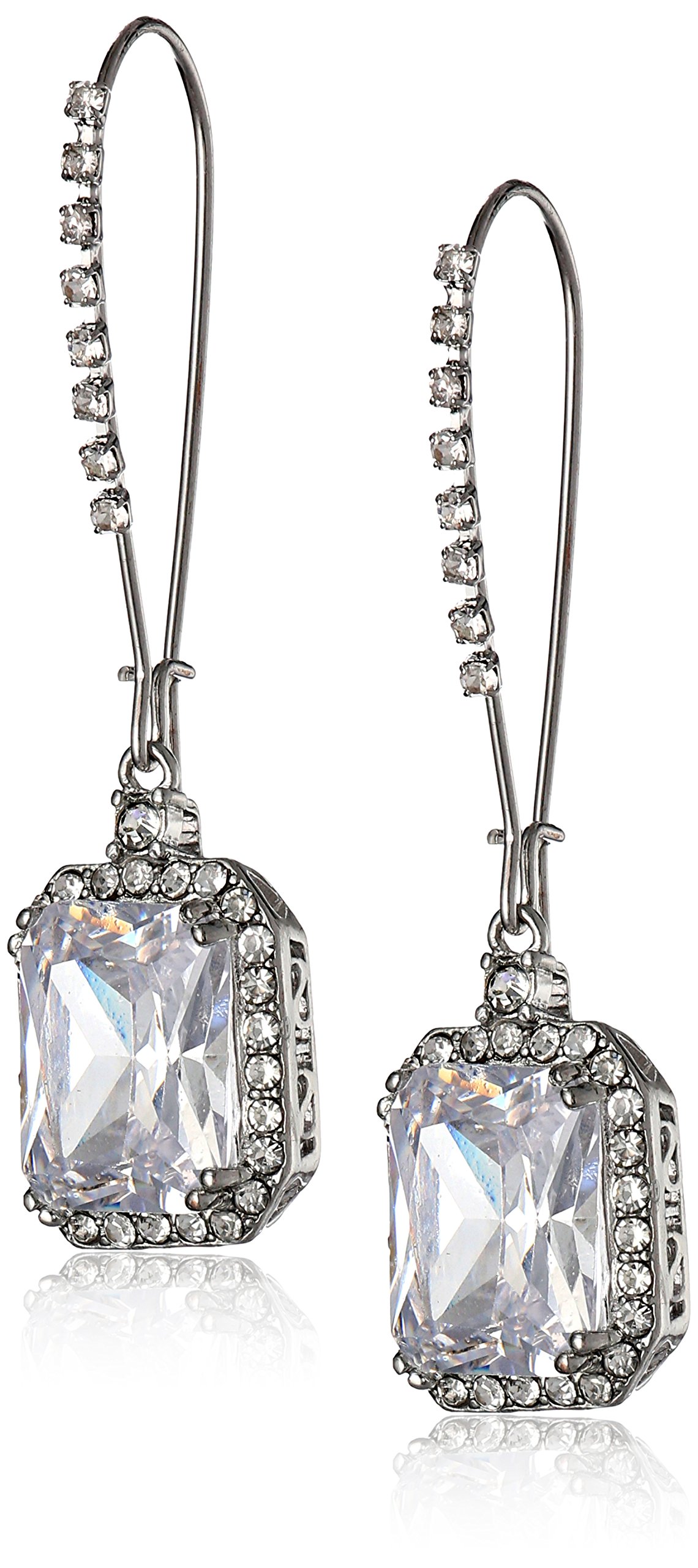 Betsey Johnson CZ Crystal Square Earrings Crystal/Silver Drop Earrings