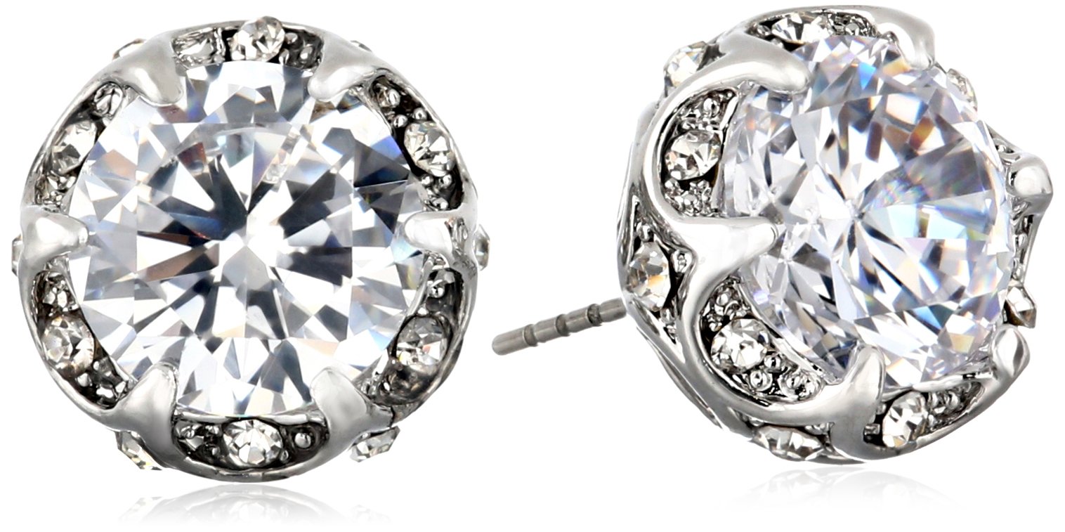 Betsey Johnson CZ Crystal Ruffled Halo Stud Earrings